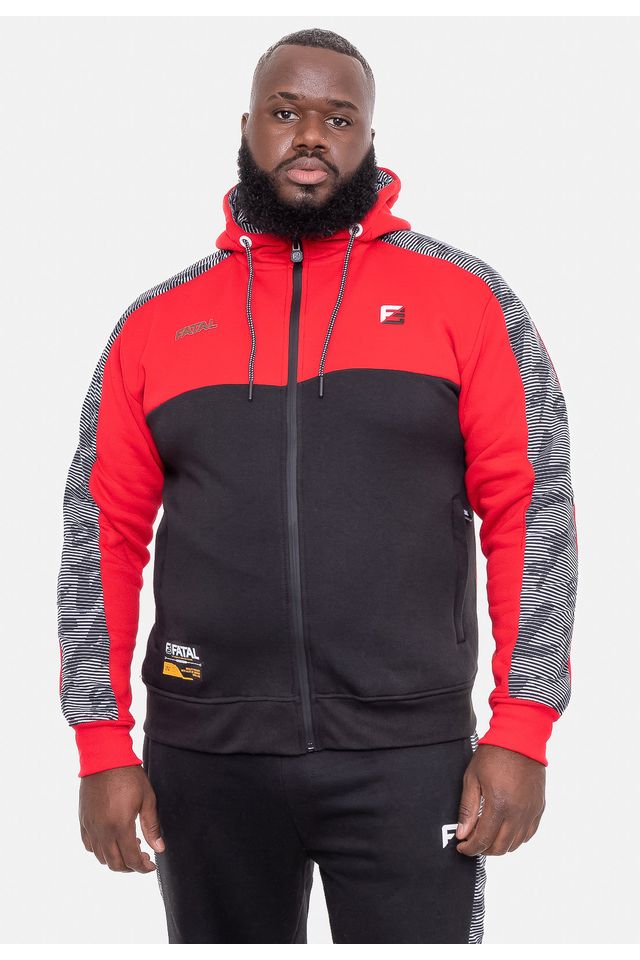 Moletom Fatal Plus Size Canguru Aberto Vermelha - Urbane