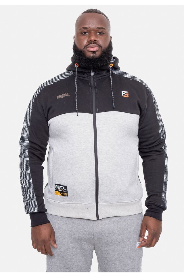 Moletom Fatal Plus Size Canguru Aberto Preta - Urbane