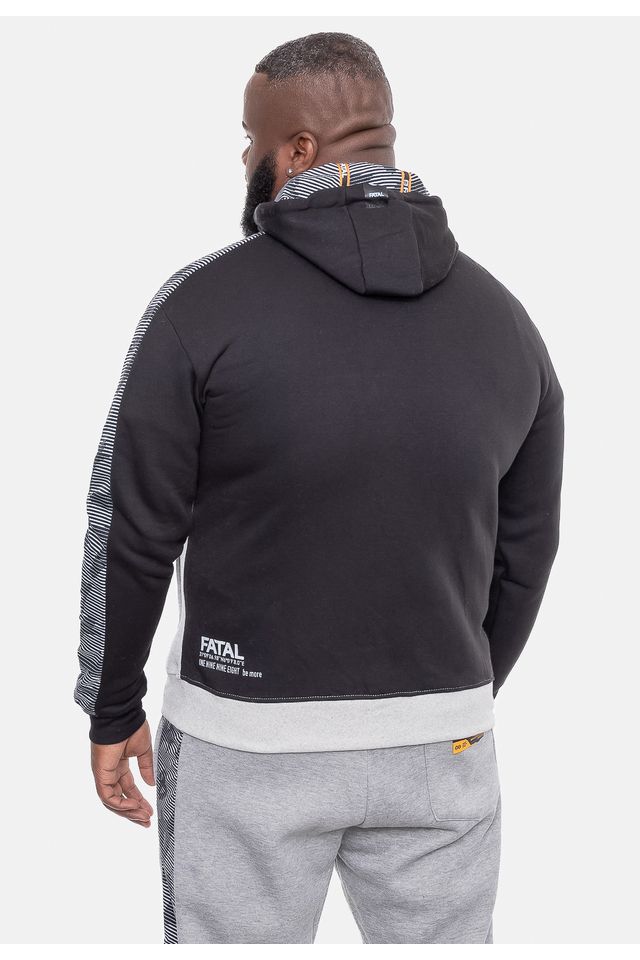 Moletom Fatal Plus Size Canguru Aberto Preta - Urbane