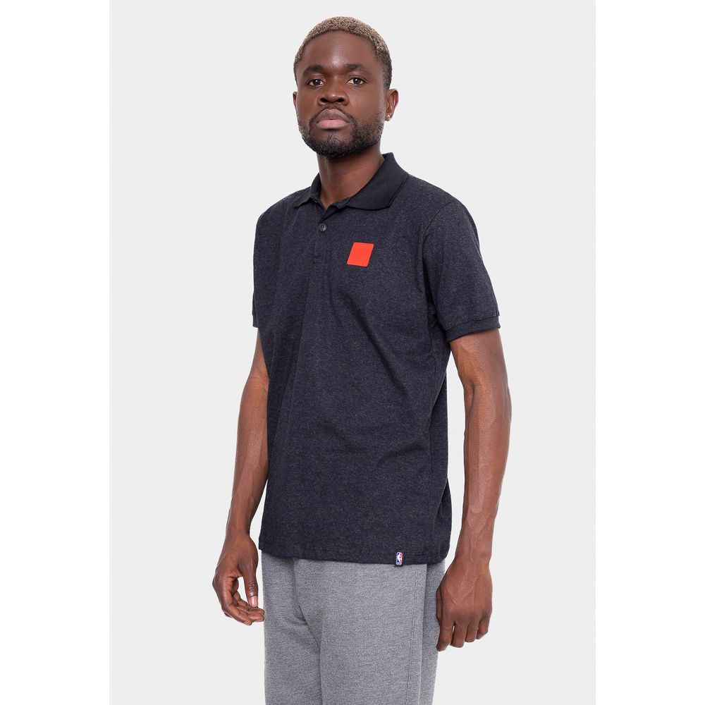 Camisa Polo NBA Rubber Logo Chicago Bulls Preta Mescla - Urbane