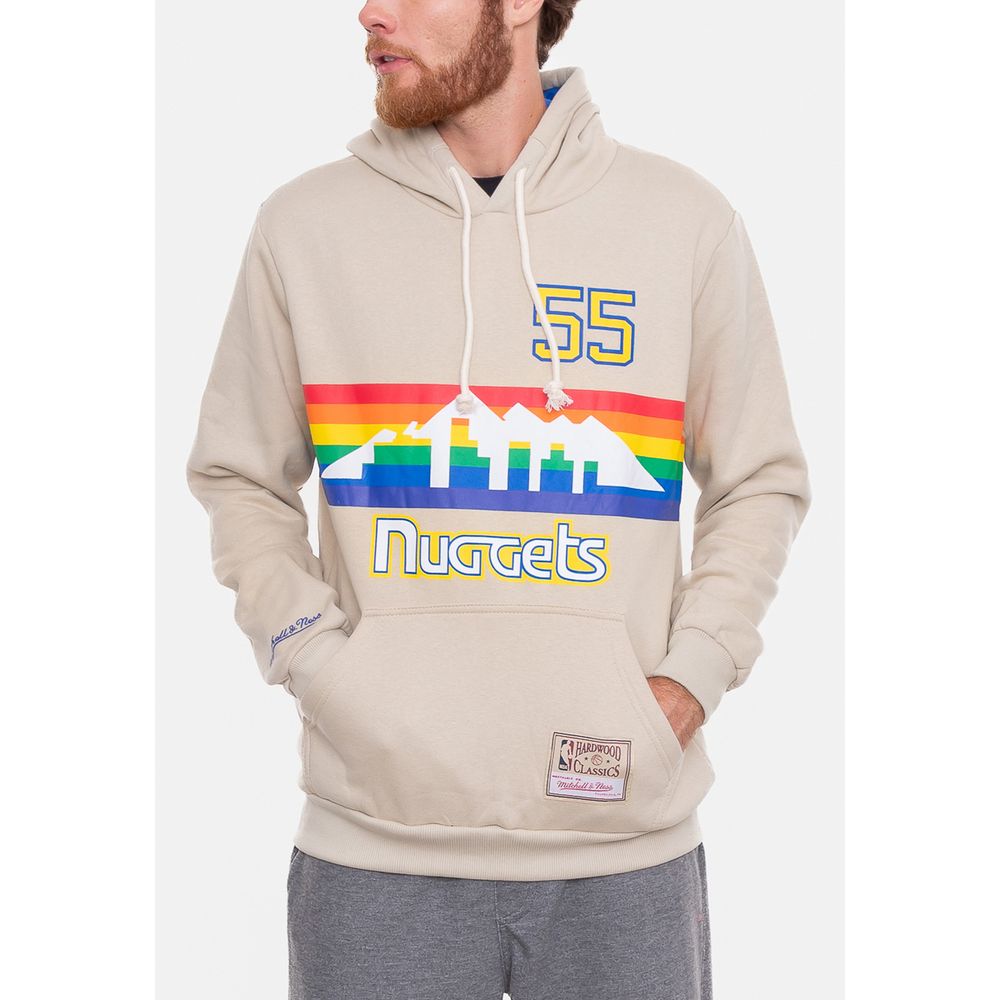 Moletom Mitchell & Ness Canguru Denver Nuggets Dikembe Mutombo Bege ...