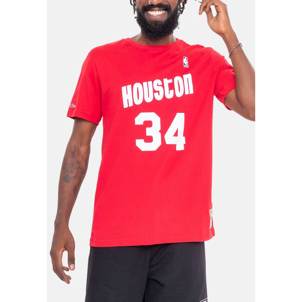 Camiseta Mitchell & Ness Name And Number Hakeem Olajuwon Houston ...