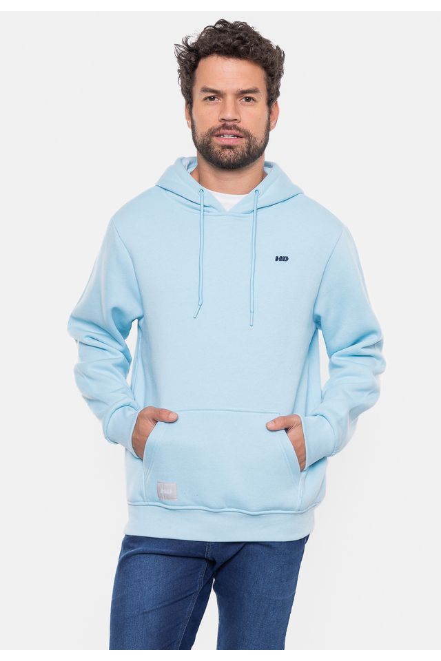 Moletom HD Canguru Fechado Azul Claro - Urbane