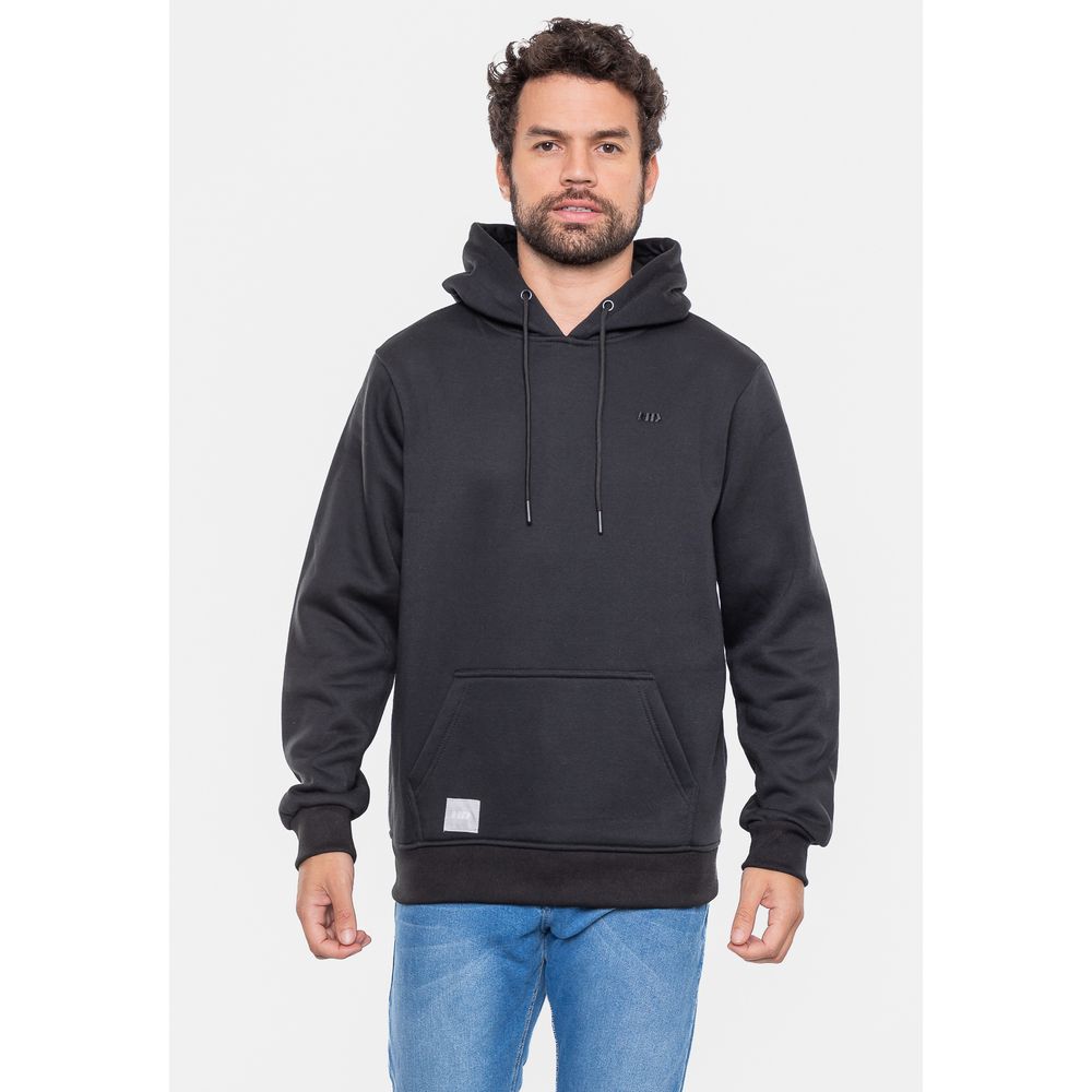 Moletom HD Canguru Fechado Preto - Urbane