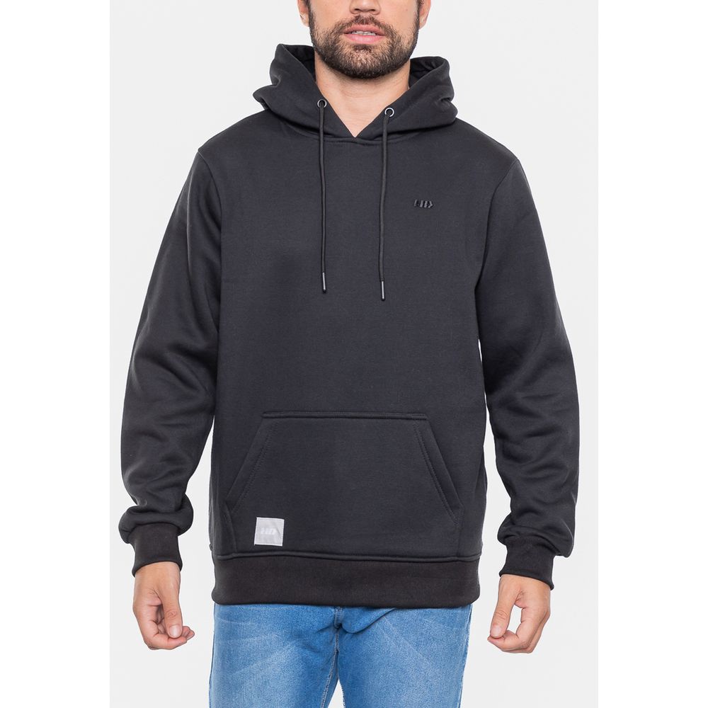 Moletom HD Canguru Fechado Preto - Urbane