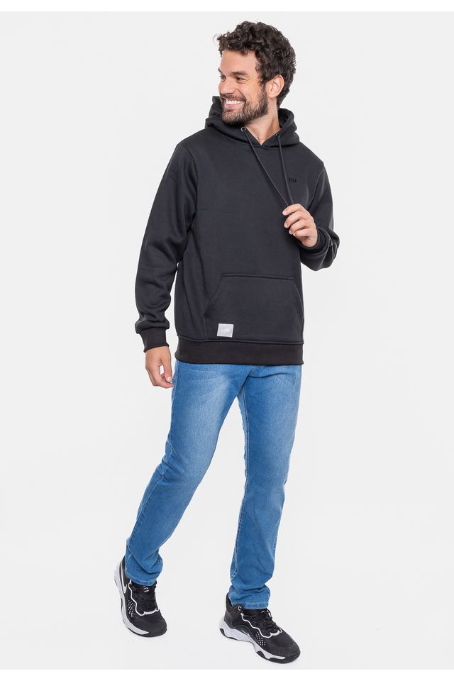 Moletom HD Canguru Fechado Preto - Urbane