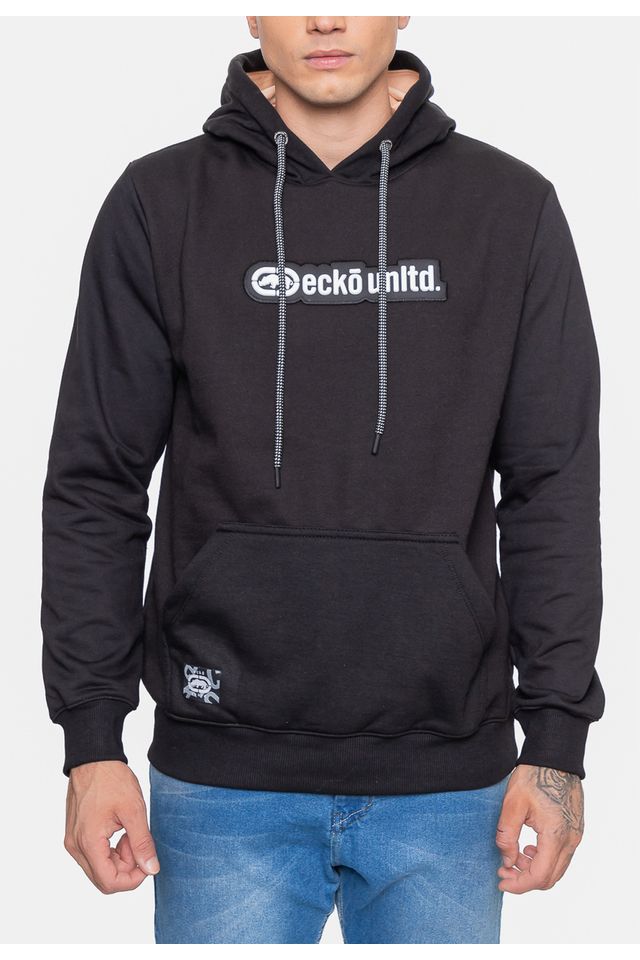 Moletom Ecko Canguru Masculino Fashion Basic Rubber Preto - Urbane