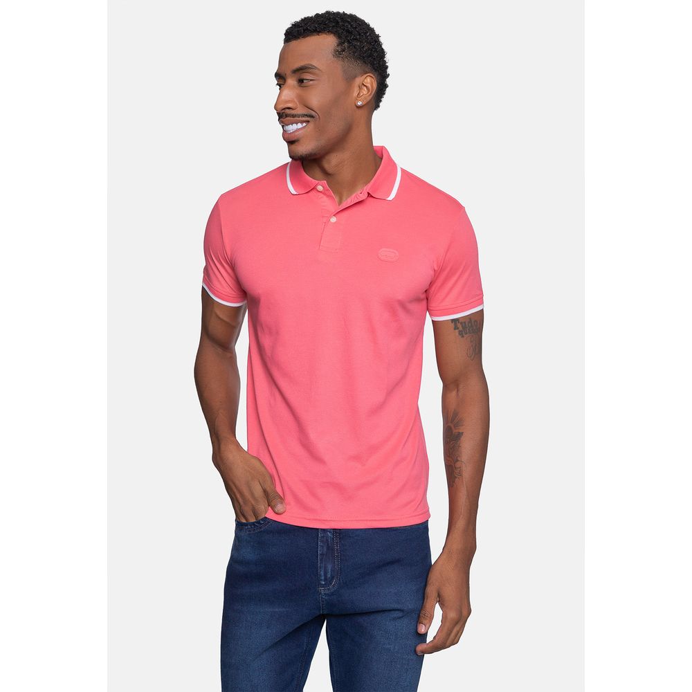 Camisa Polo Ecko Piquet Masculina Rosa Coral - ecko