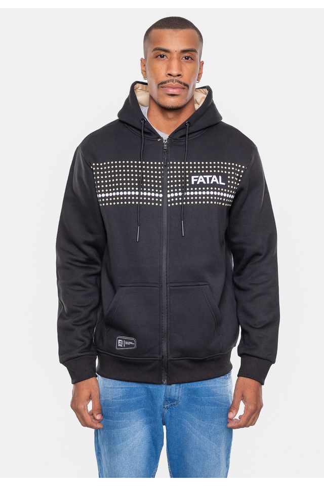 Moletom Fatal Fashion Basic Canguru Aberto Preto - Urbane